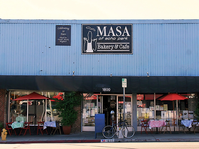 The unassuming blue exterior of Masa hides culinary treasures within, like finding a secret Chicago speakeasy on an Echo Park corner.