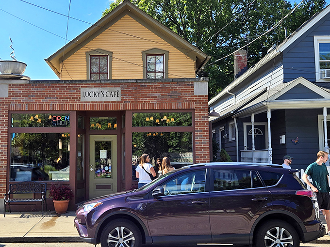 The little yellow house that launched a thousand breakfast dreams. Lucky's Caf&eacute;'s charming exterior in Tremont beckons with the promise of culinary magic within.