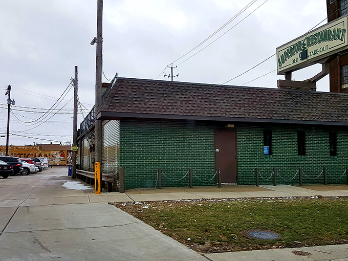 The unassuming green brick exterior of Superior Restaurant in Cleveland hides culinary treasures within, like a sandwich speakeasy waiting to be discovered.