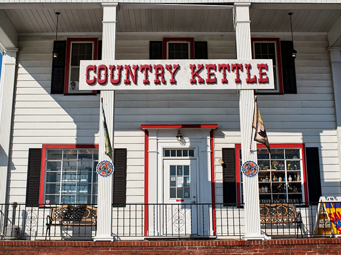 That classic red-and-white storefront isn't trying to fool anyone – it's exactly as charming inside as it promises.