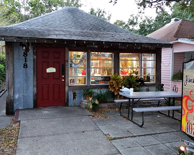 The unassuming exterior of Jimmy Bear's BBQ proves the old adage true—never judge a BBQ joint by its modest facade. Smoky treasures await inside.