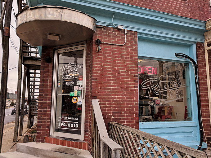 The unassuming brick exterior of Route 66 hides a burger paradise within. Like finding treasure in your neighbor's garage.