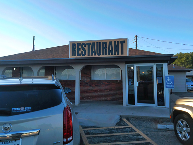 The sign says it all &ndash; just "RESTAURANT." When your chicken fried steak speaks this loudly, you don't need fancy marketing gimmicks.