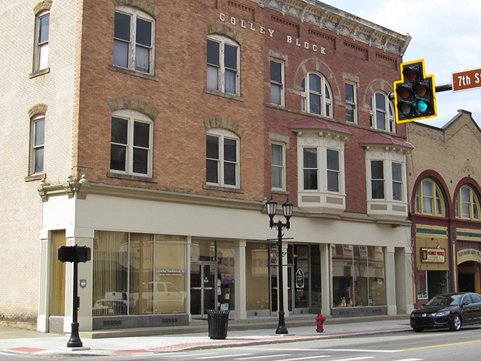 The historic Colley Block stands as a testament to Cambridge's architectural heritage, where brick facades tell stories of generations past. 