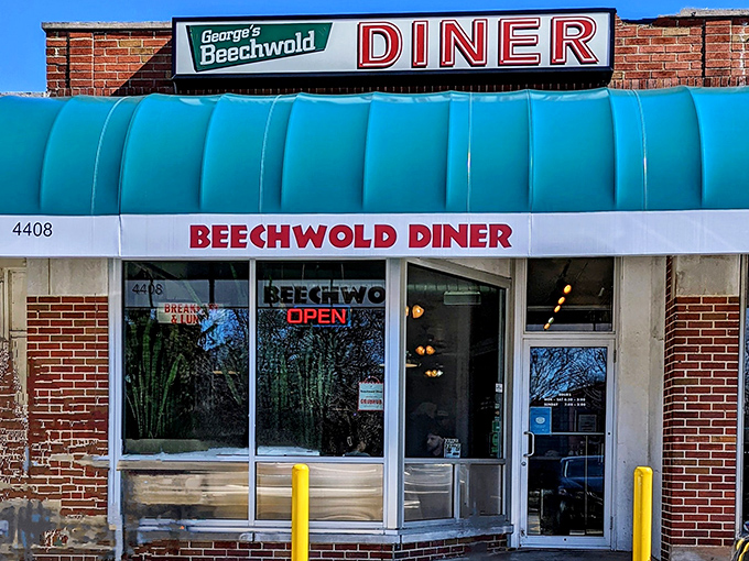 That turquoise awning isn't just eye-catching&mdash;it's a beacon of breakfast hope for hungry Columbus locals seeking their morning salvation.