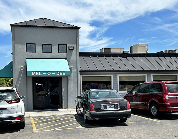 The unassuming exterior of Mel-O-Dee belies the culinary treasures within. That teal awning has welcomed hungry Ohioans for generations.