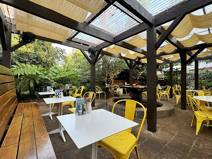 Those cheerful yellow awnings aren't just for show&mdash;they're like California sunshine in architectural form, beckoning you to slow down and savor Sonoma's flavors.