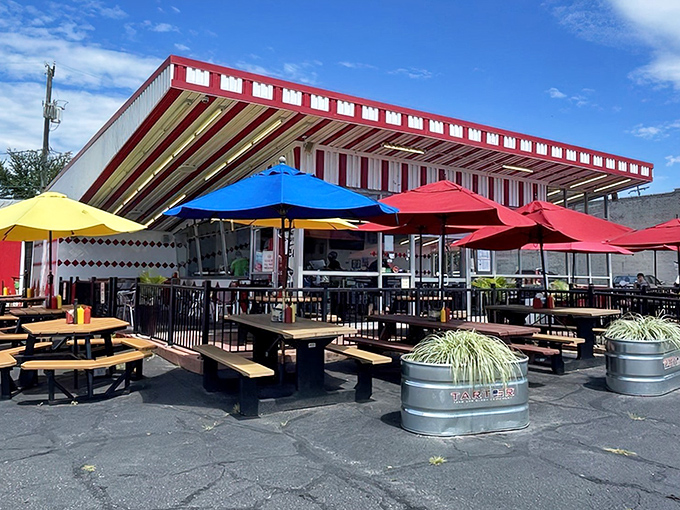 That iconic Vegas-inspired sign isn't just eye-catching&mdash;it's a beacon for burger lovers across Richmond, promising retro charm and serious satisfaction.