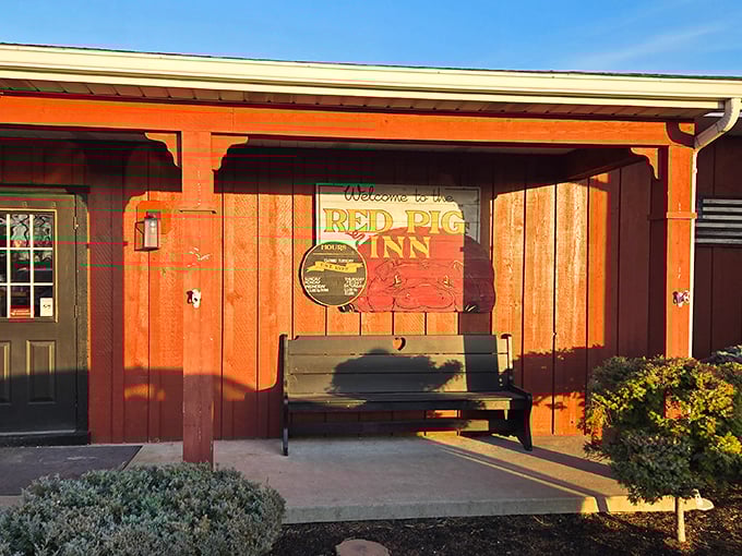 The Red Pig Inn's barn-red exterior isn't just a color choice&mdash;it's a promise of the smoky treasures waiting inside this unassuming Ottawa landmark.