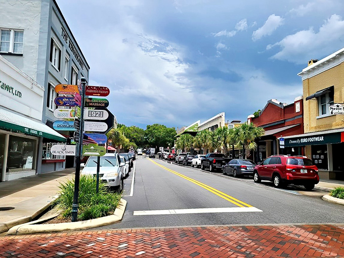 Downtown Mount Dora's colorful directional signs aren't just helpful&mdash;they're a metaphor for this town. So many choices, so little time!
