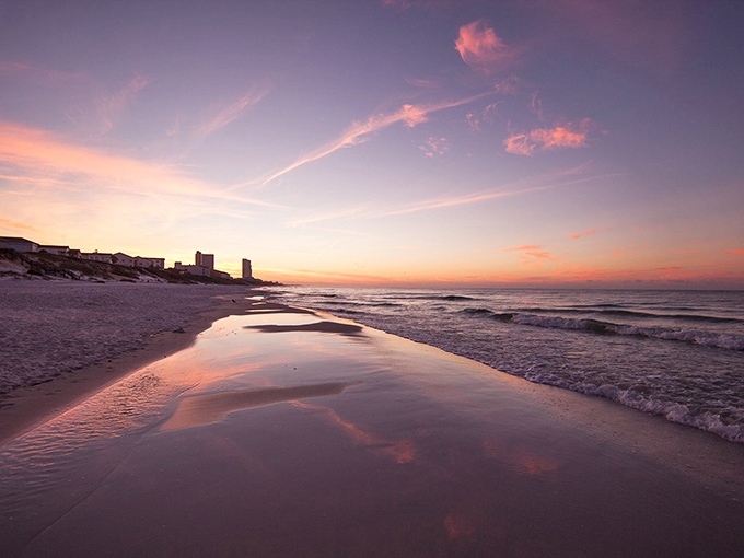 Mother Nature showing off her color palette at Seagrove Beach, where the emerald waters meet cotton candy skies in perfect harmony.