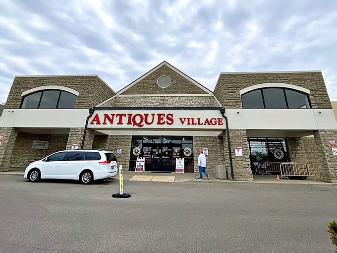 The unassuming stone facade of Antiques Village belies the time-traveling adventure waiting inside. Like finding a portal to the past in suburban Dayton.