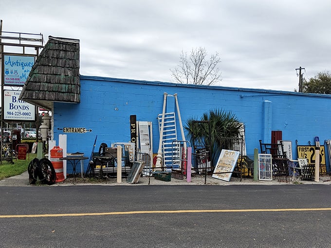 The bright blue exterior says "treasure inside" louder than any neon sign could. Florida's version of Ali Baba's cave awaits!