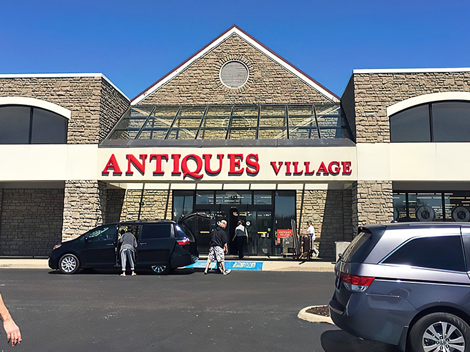 The unassuming stone facade of Antiques Village belies the time-traveling adventure waiting inside. Like finding a portal to the past in suburban Dayton.