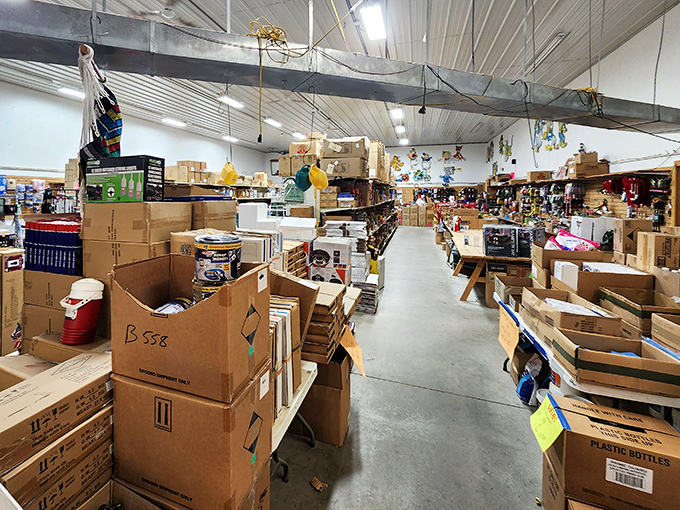 Step into a wonderland of bargains where every aisle promises unexpected treasures. The no-frills interior speaks volumes: here, it's all about the thrill of the find.
