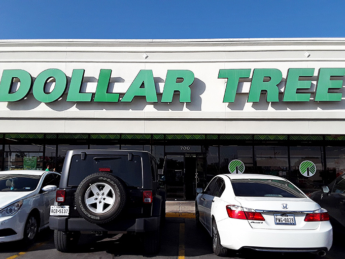 The iconic green Dollar Tree sign beckons bargain hunters like a beacon of hope in a sea of retail inflation.