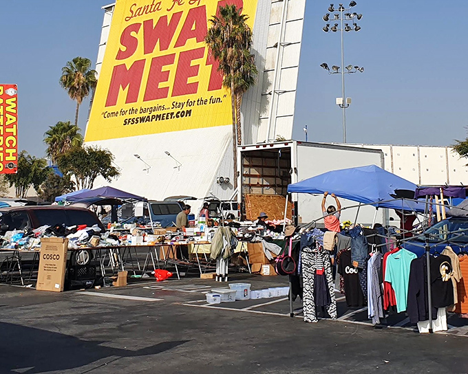 The Santa Fe Springs Swap Meet sprawls across acres of asphalt, a treasure hunter's paradise where one person's castoffs become another's prized possessions.