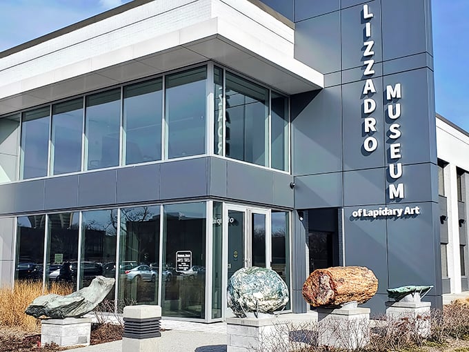 The sleek, modern exterior of the Lizzadro Museum stands like a gemstone itself&mdash;polished, precise, and full of hidden wonders waiting to be discovered.