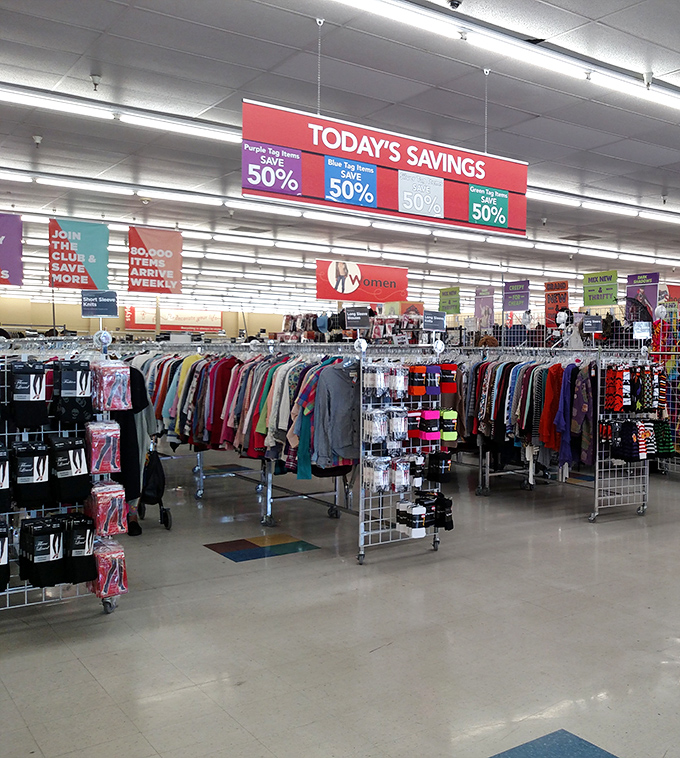 Color-coded savings beckon shoppers to racks of potential treasures &ndash; where yesterday's fashion becomes tomorrow's unique find at half price.