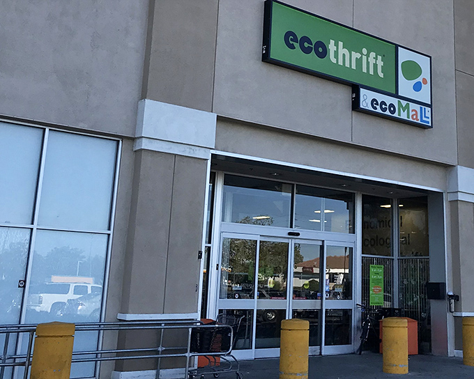 The unassuming entrance to Eco Thrift belies the wonderland of treasures within. Like a portal to another dimension where retail rules don't apply.