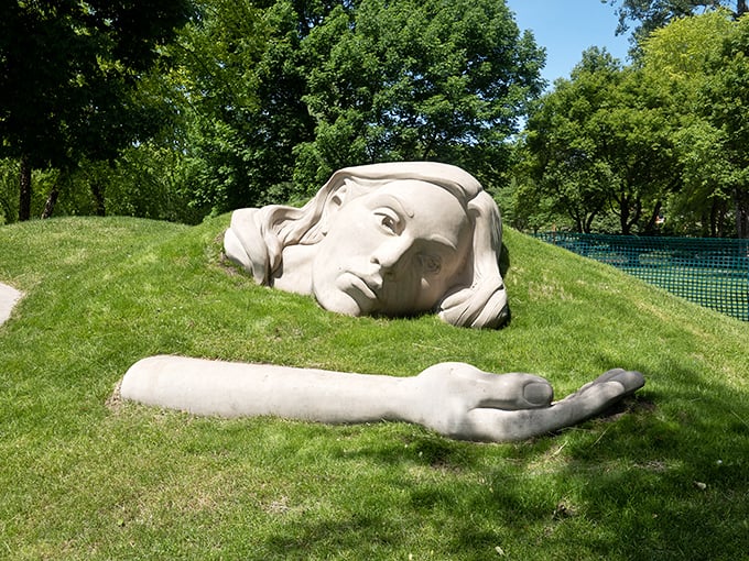 The famous "Awakening Muse" emerges from her earthen slumber, as if the Illinois soil itself decided to dream up a masterpiece.