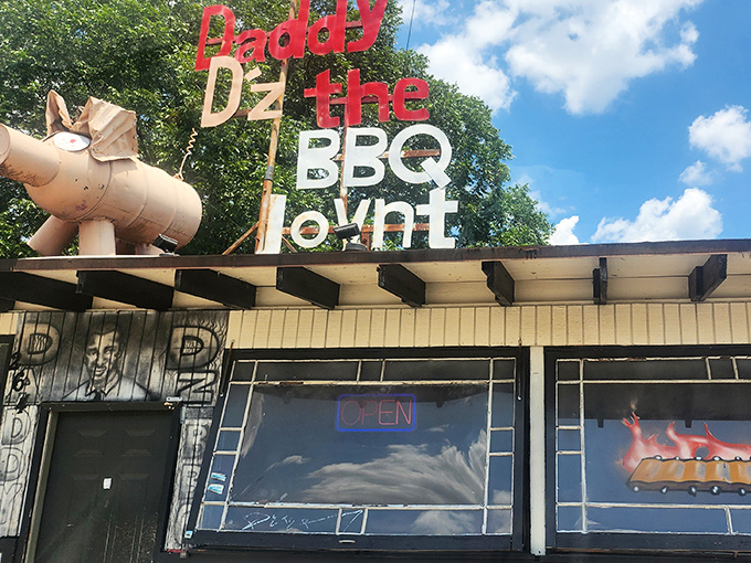 That flying pig on the roof isn't just decoration—it's a beacon guiding hungry souls to barbecue nirvana at this delightfully ramshackle Atlanta institution.