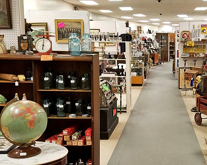 Endless aisles of possibility await at Roller Mills Marketplace. That vintage globe might just inspire your next adventure&mdash;or at least look fantastic on your bookshelf.