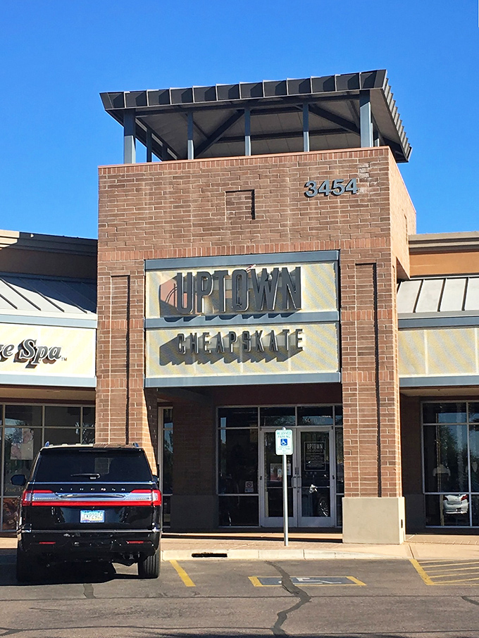The sleek brick storefront of Uptown Cheapskate promises fashion treasures within &ndash; like finding the retail promised land without sacrificing your retirement fund.