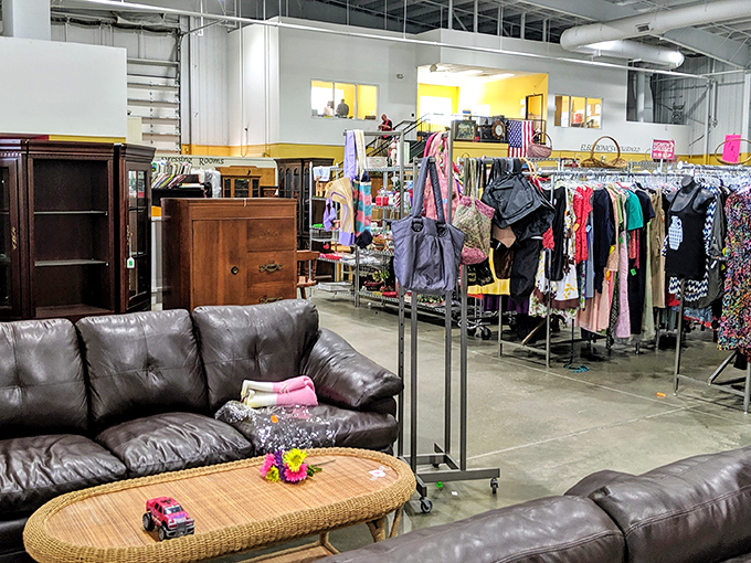 Treasure hunters navigate a sea of clothing racks under soaring ceilings. This isn't just shopping&mdash;it's an expedition with purpose.
