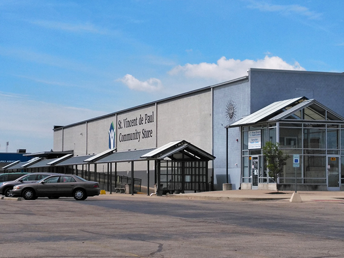 The unassuming exterior hides a universe of treasures within. Like a secondhand Narnia, this Dayton landmark beckons bargain hunters through its blue-signed portal.