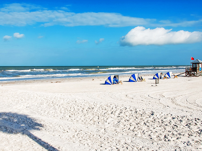 Mother Nature's finest sandbox stretches before you at Clearwater Beach, where the powdery white sand meets crystal-clear Gulf waters under an impossibly blue Florida sky.