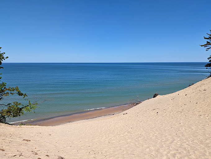 The perfect gradient of golden sand to azure water makes Lake Michigan look like it borrowed colors from the Caribbean, only without the passport requirement.