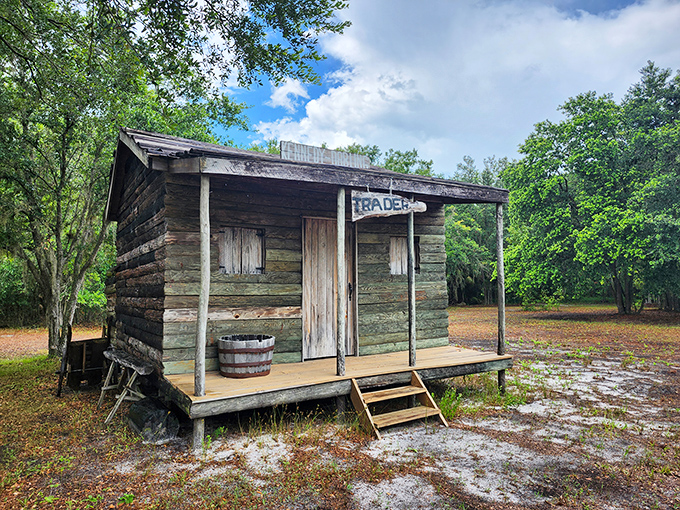 The perfect Florida postcard moment: a wooden bridge reflected in Paynes Creek's mirror-like waters, where time seems to stand perfectly still.