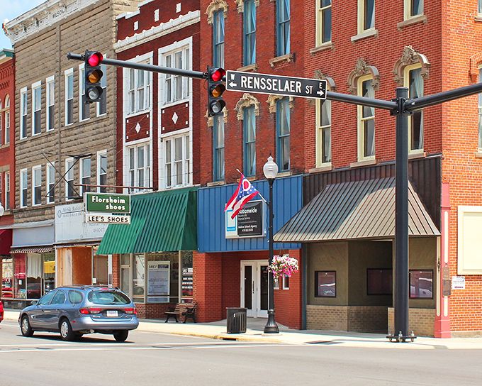 Downtown Bucyrus looks like it was plucked straight from a Hallmark movie set, with its classic brick buildings and colorful awnings creating small-town perfection.