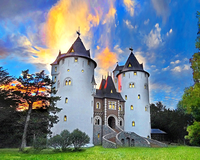 A winter wonderland fit for Elsa herself! Castle Gwynn's white towers rise majestically from the snow-covered Tennessee hills, creating a fairytale vision that seems almost impossible.