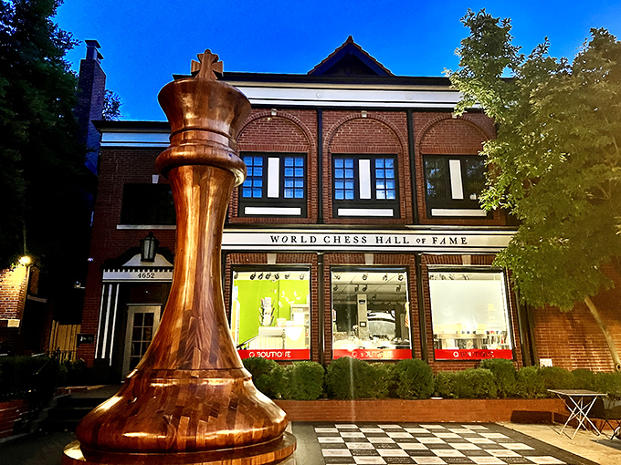 This stately brick facade whispers "serious chess business" while somehow making everyone feel welcome inside.
