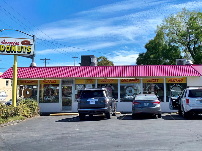 That classic roadside charm hits different when donuts this good are waiting inside.