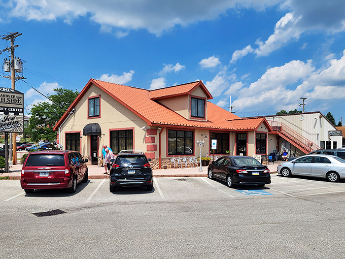 The distinctive orange roof of Hanover Railside Family Diner stands out like a beacon for hungry travelers. Pennsylvania comfort food has found its perfect home.