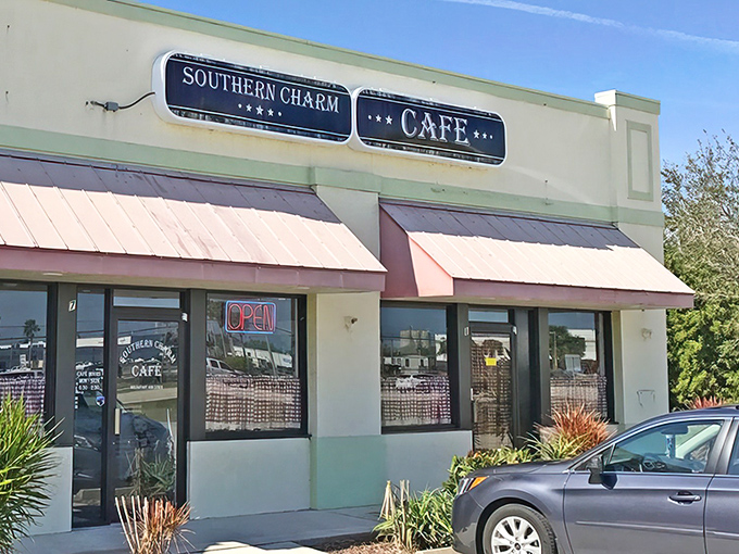 Unassuming on the outside, culinary paradise on the inside. Southern Charm Cafe's pink awnings welcome you like a sweet Southern grandma ready to feed you.