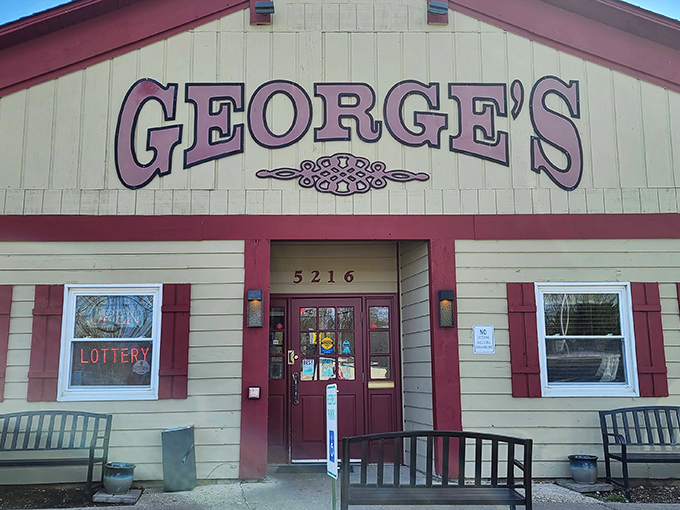 The unassuming exterior of George's Family Restaurant stands like a beacon of breakfast hope on North Main Street in Dayton.