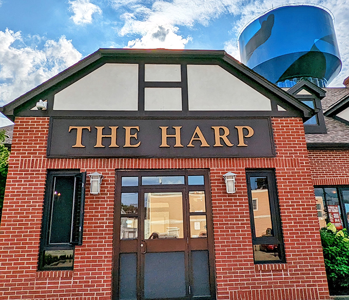 The Tudor-style fa&ccedil;ade of The Harp promises Irish charm before you even step inside. That iconic sign might as well say "Welcome Home."