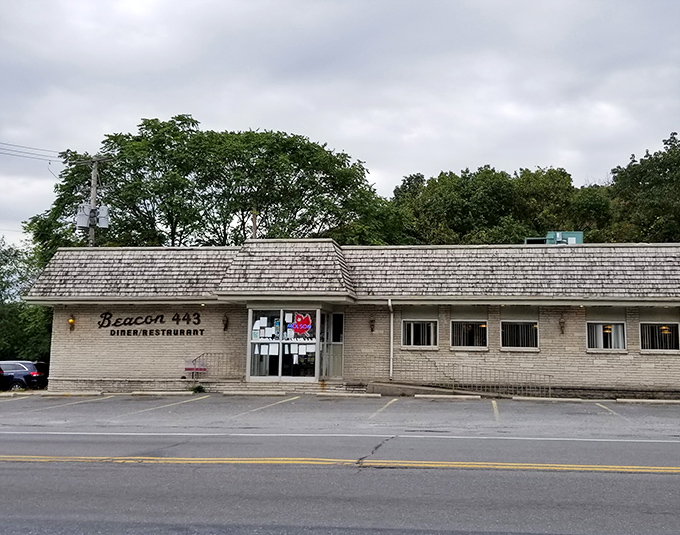 The unassuming exterior of Beacon 443 proves once again that culinary treasures often hide in plain sight along Pennsylvania's highways.