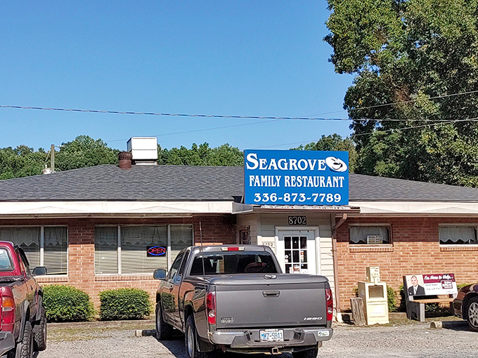 The unassuming brick exterior of Seagrove Family Restaurant stands as a beacon for breakfast seekers, promising comfort food and hospitality without any fancy pretensions.