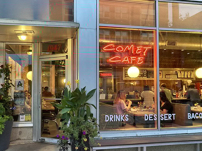 The understated exterior of Comet Cafe proves once again that Milwaukee's best food gems don't always shout for attention. The potted flowers add a welcoming touch.