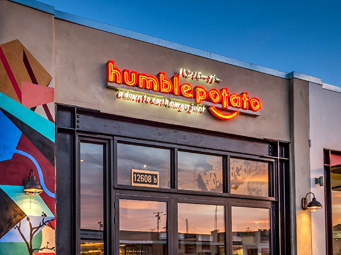 The neon glow of Humble Potato beckons like a burger beacon on Washington Boulevard, promising Japanese-American comfort food that's anything but ordinary.