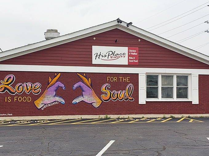The red exterior with its "Love is Food for the Soul" mural isn't just Instagram-worthy&mdash;it's a promise of what awaits inside.