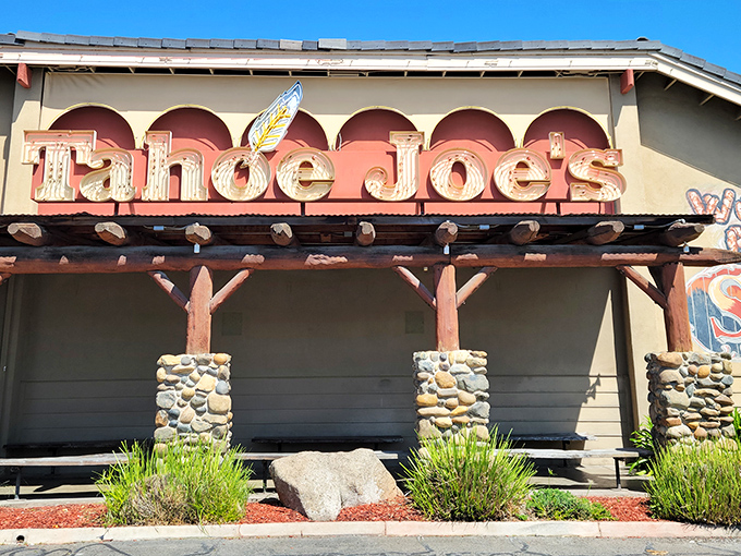 The iconic Tahoe Joe's sign welcomes hungry travelers like a mountain oasis in Fresno's urban landscape. Those stone pillars aren't just for show&mdash;they're holding up decades of steak-loving traditions.