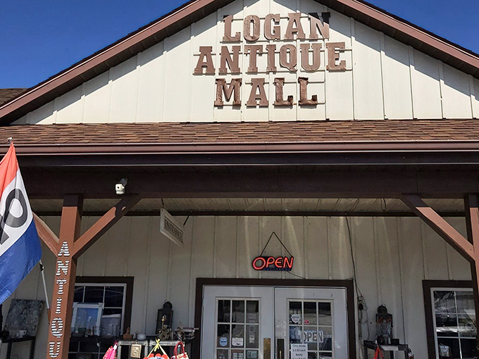The rustic charm of Logan Antique Mall beckons from the roadside like an old friend waving you down to share stories from yesteryear.