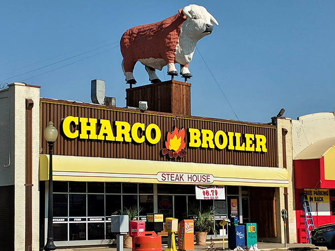 That giant bull on the roof isn't just for show—it's a beacon of beefy promise that's been guiding hungry Texans to steak nirvana for generations.