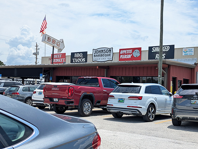 The humble exterior of Johnson Barbeque speaks volumes&mdash;those bold red signs promising beef brisket and smoked ribs are the barbecue equivalent of heaven's pearly gates.